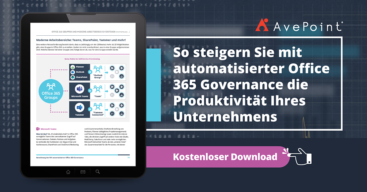 Produktivität mit Office 365 Governance steigern | AvePoint Germany